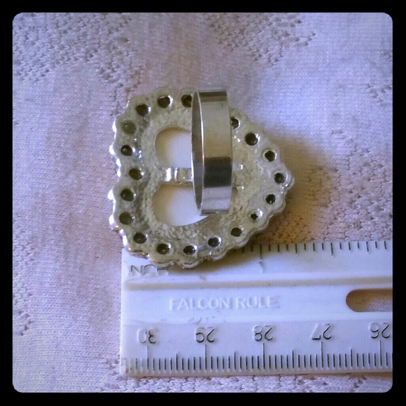 Vintage | Jewelry | Vintage White Heart Rhinestones Statement Ring ...